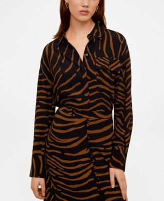 Mango Flowy Zebra Printed Shirt - Macy's