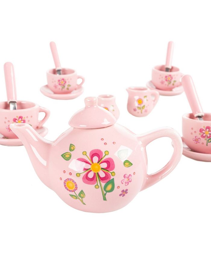 Trademark Global Hey Play Kids Tea Set - Mini Porcelain Tea Party ...