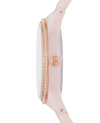Michael Kors Ritz Three-Hand Pink Ceramic Watch - Macy's