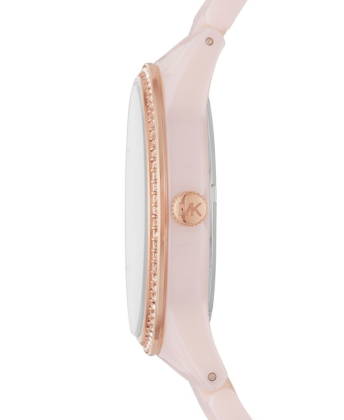 Michael Kors Ritz Three-Hand Pink Ceramic Watch - Macy's