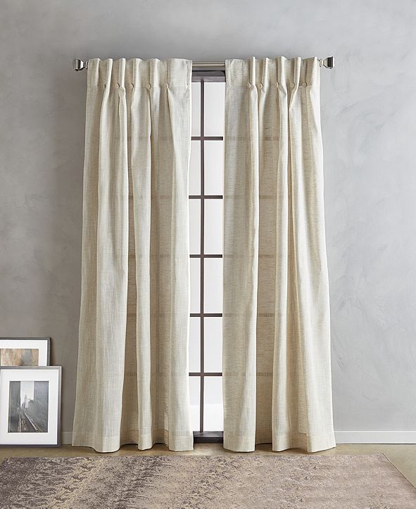 DKNY Linen 32" x 96" Inverted Pleat with Button Curtain Set & Reviews ...