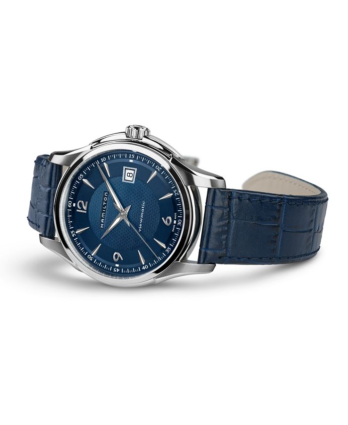 Hamilton Men's Swiss Automatic Jazzmaster Viewmatic Blue Leather Strap ...