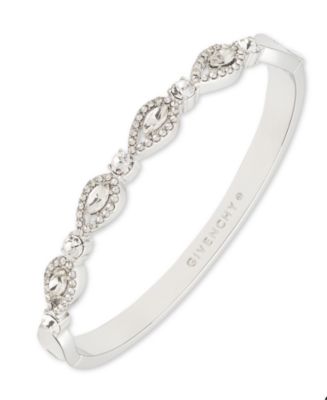 Givenchy Silver-Tone Crystal Navette Bangle Bracelet - Macy's