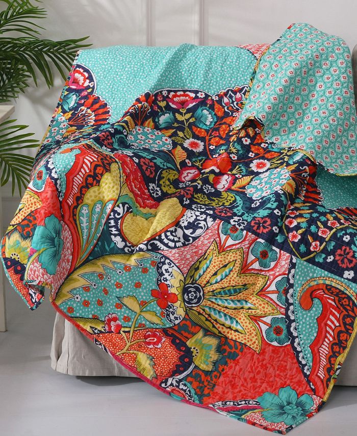 Levtex Jules Floral Reversible Quilted Throw, 50" x 60" - Macy's