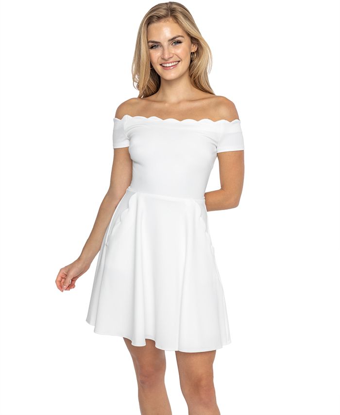 B Darlin Juniors' Scalloped Off-The-Shoulder Dress - Macy's