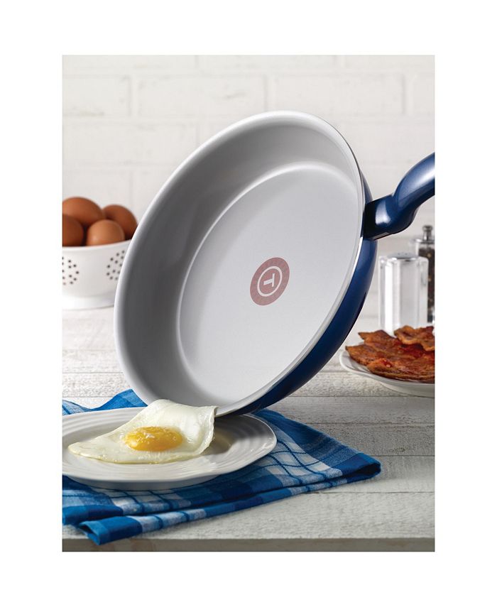 T-Fal Initiatives Ceramic 14-Pc. Cookware Set, Blue - Macy's