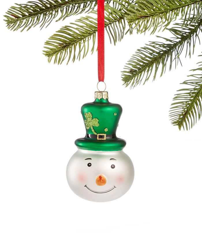 Holiday Lane Irish Molded Glass Snowman Head with Green Top Hat ...