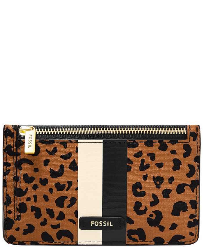Fossil Women's Logan Zip Card Case with Stripe - Macy's