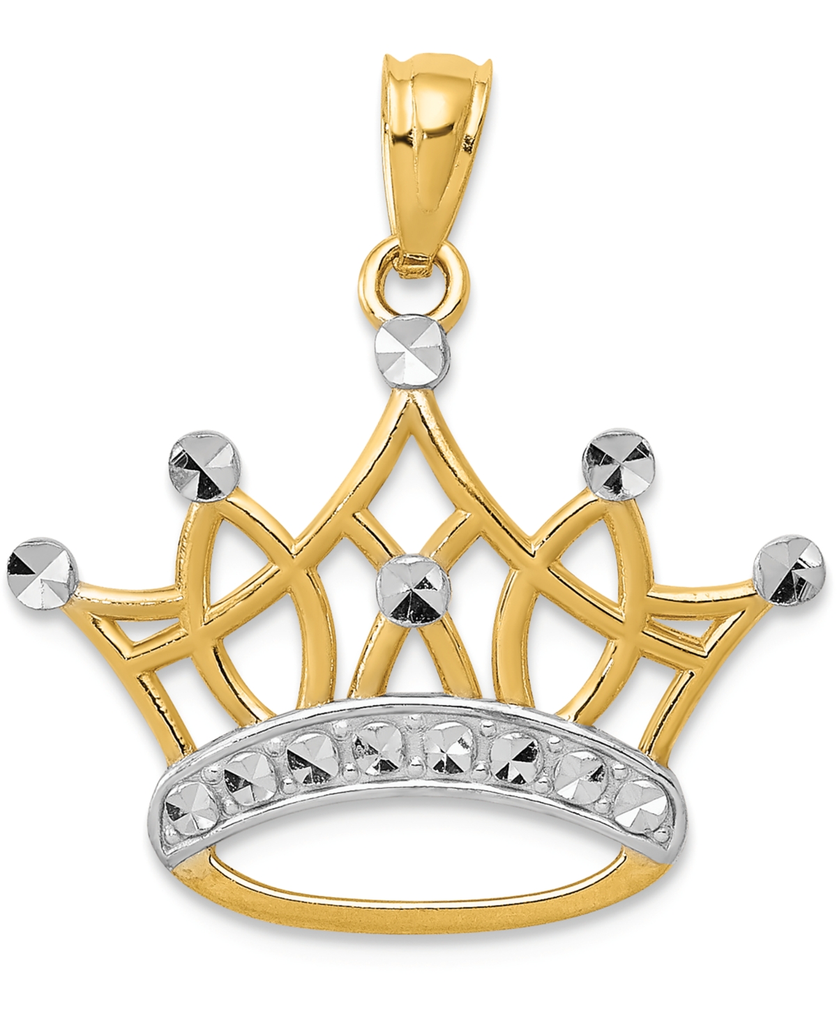 Click here for Majestic Crown Charm Pendant in 14K Gold with Rhod... prices