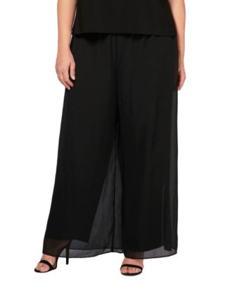 Alex Evenings Plus Size Straight-Leg Overlay Pants - Macy's