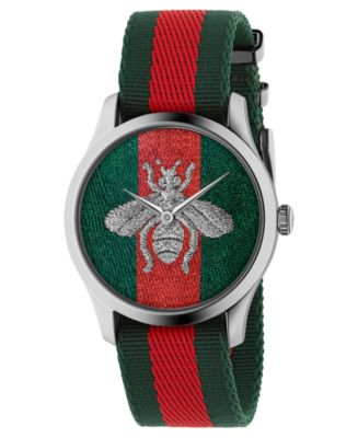 Gucci Unisex Swiss G-Timeless Green-Red-Green Nylon Web Strap Watch ...