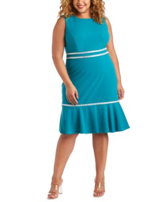 R & M Richards Plus Size Rhinestone-Detail A-Line Dress - Macy's