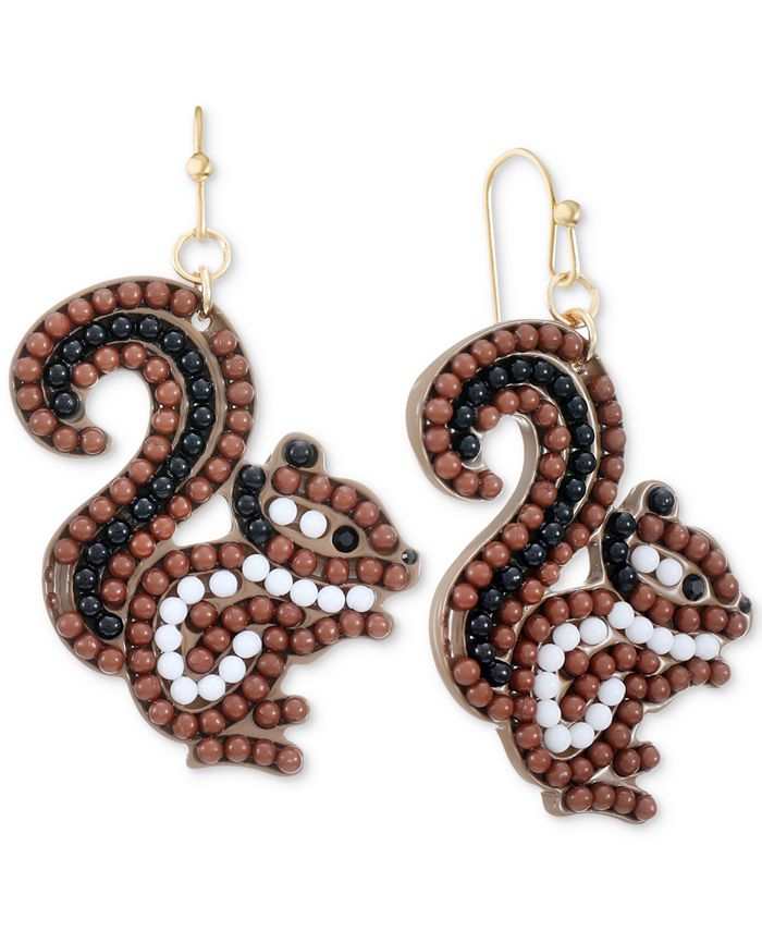 INC International Concepts INC Gold-Tone Beaded Squirrel Drop Earrings ...