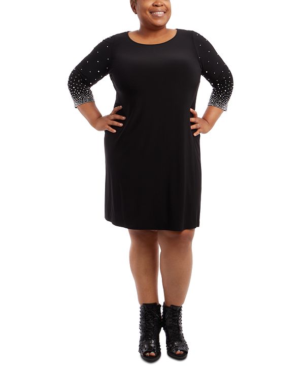 MSK Plus Size Faraj Embellished-Sleeve Sheath Dress & Reviews - Dresses ...