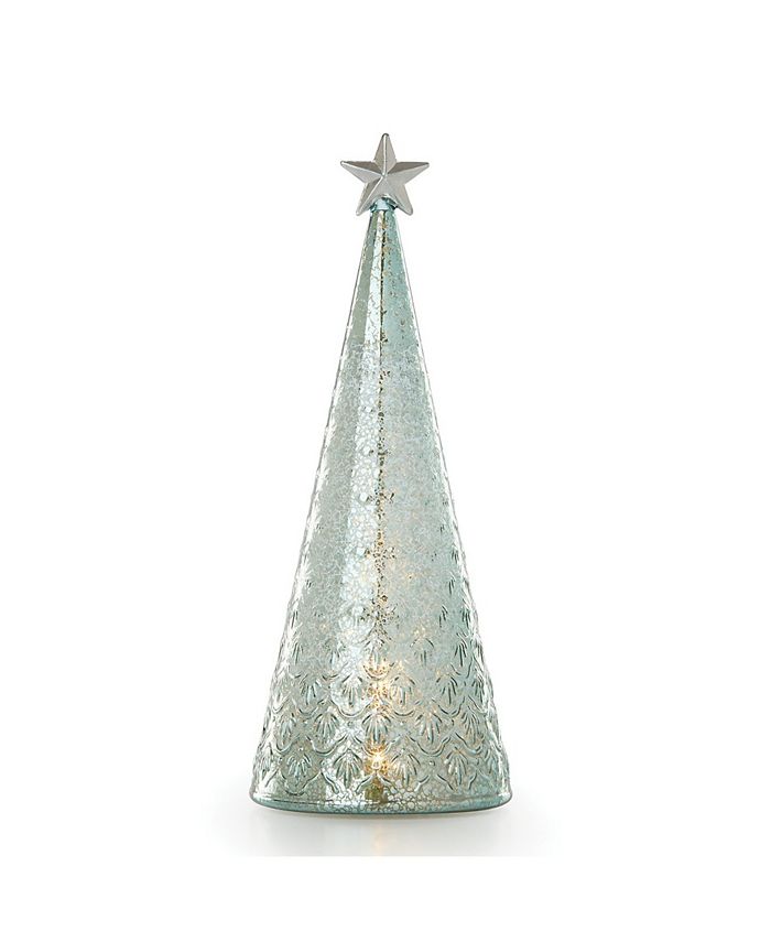 Lenox Wintery Woods Lit Mercury Glass Holly Tree - Macy's