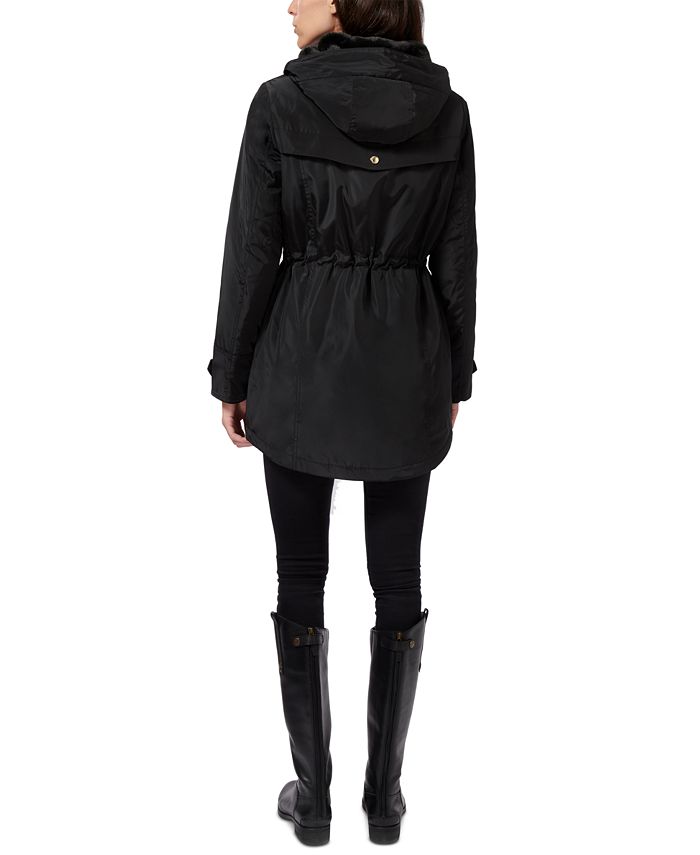 Sam Edelman Faux-Fur Lined Hooded Anorak Raincoat - Macy's