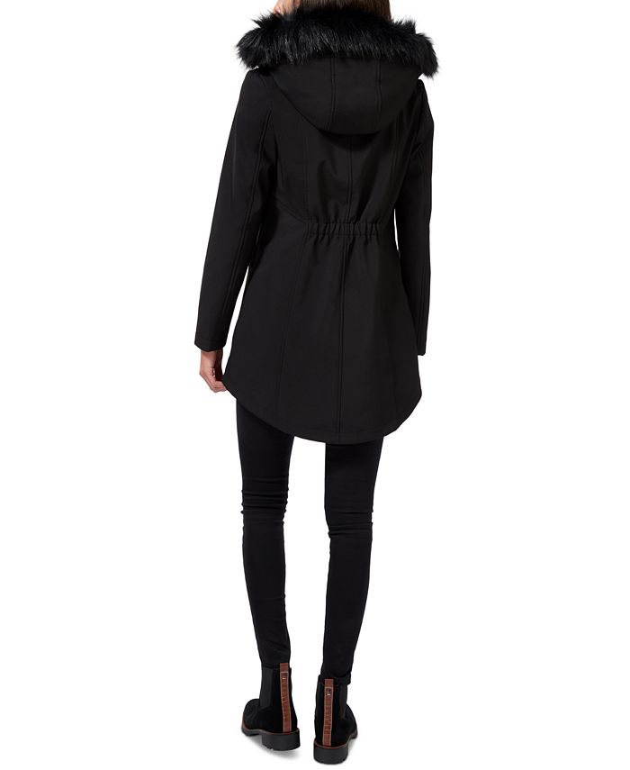 Sam Edelman Faux-Fur-Trim Hooded Raincoat - Macy's