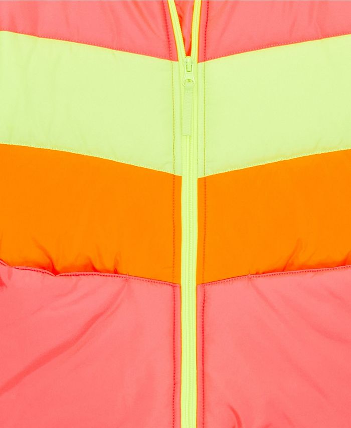 S Rothschild & CO Big Girls Neon Colorblock Puffer Coat - Macy's