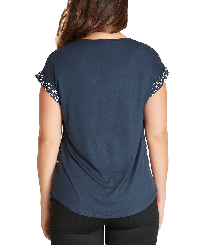 BCX Juniors' Animal-Print Keyhole Top - Macy's