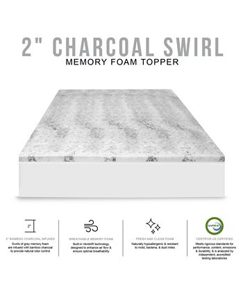 SensorPEDIC 2" Charcoal Infused Memory Foam Mattress Topper, California ...
