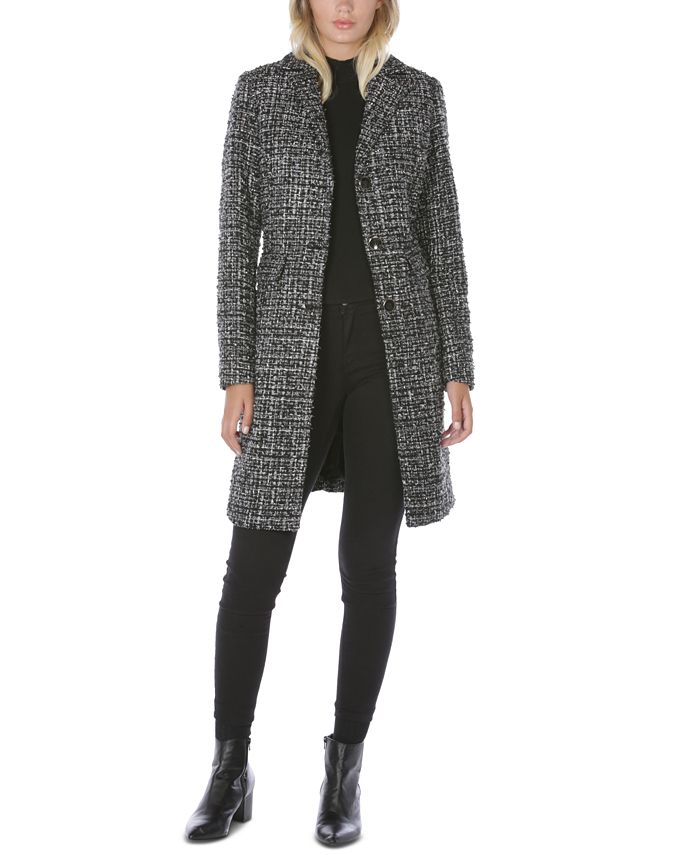 Laundry by Shelli Segal Metallic Tweed Walker Coat - Macy's