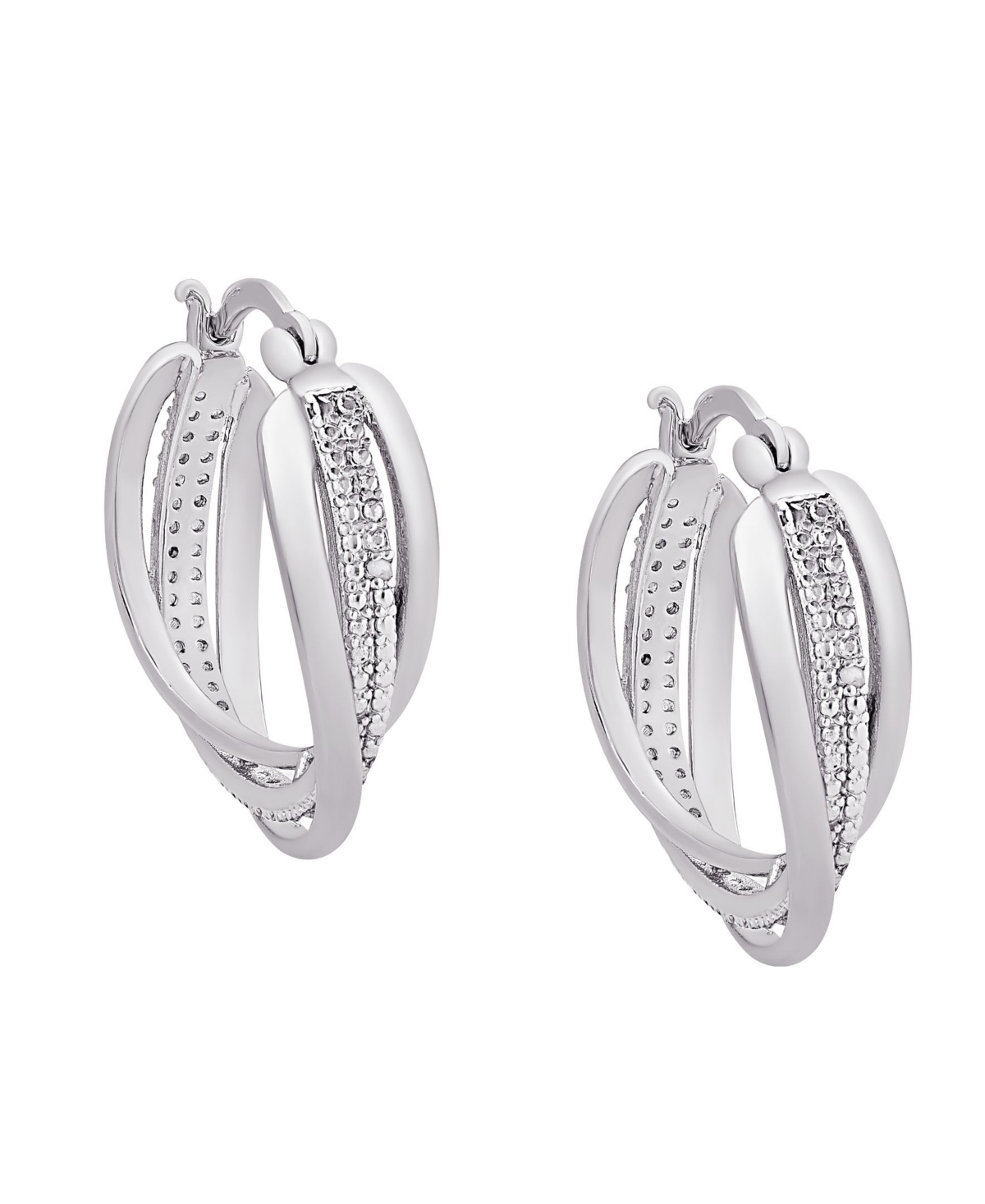 Click here for Macys Diamond Accent Silver-plated Twist Hoop Earr... prices