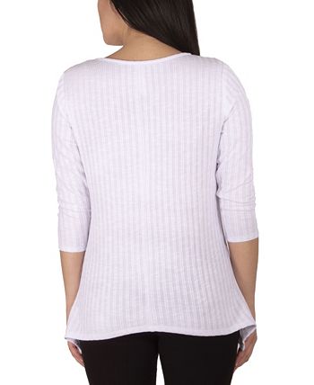 NY Collection Women's Plus Size Button Detail Ribbed Tunic - Macy's