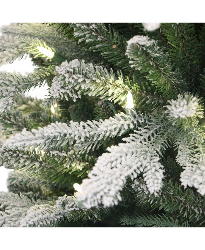 Puleo 3' Pre-Lit Potted Flocked Arctic Fir Tree - Macy's