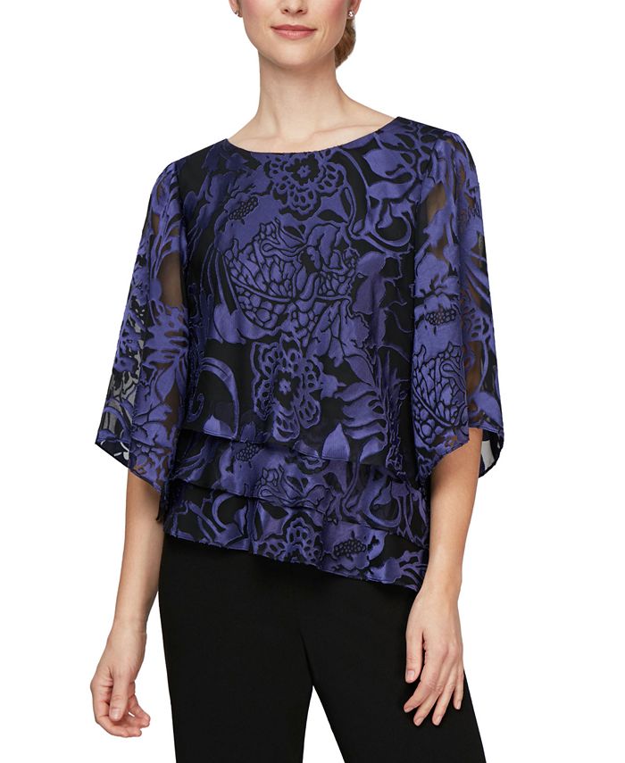 Alex Evenings Printed Tiered Blouse - Macy's