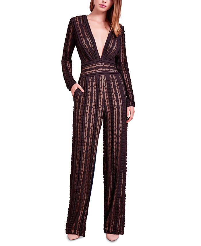 SHO Deep-V Lace Jumpsuit - Macy's