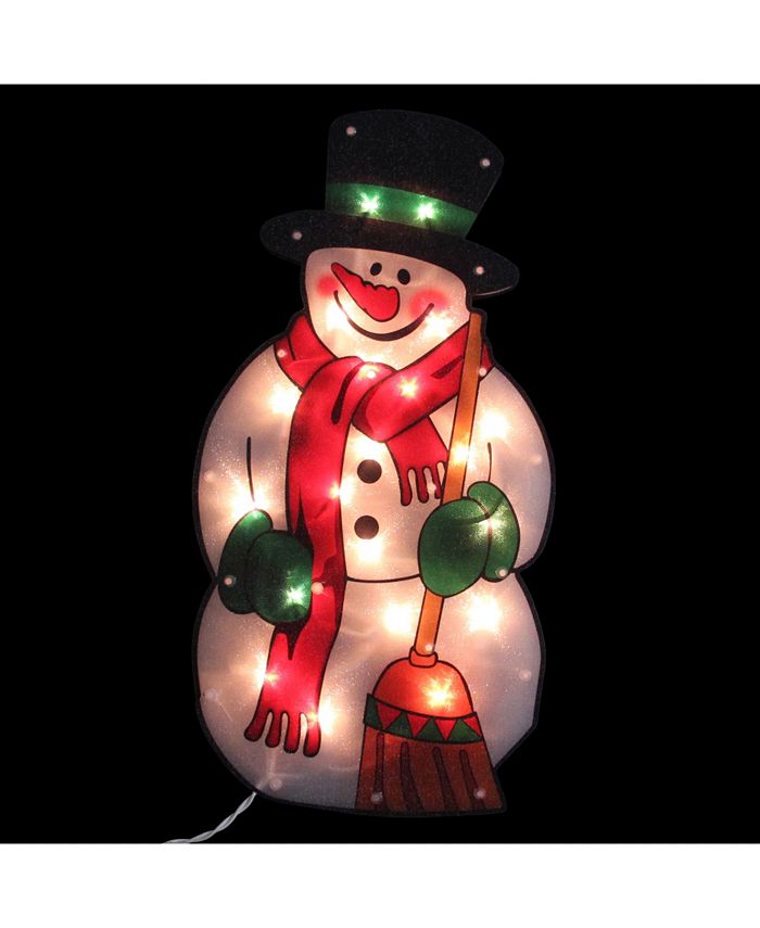Northlight Lighted Snowman with Broom Christmas Window Silhouette - Macy's