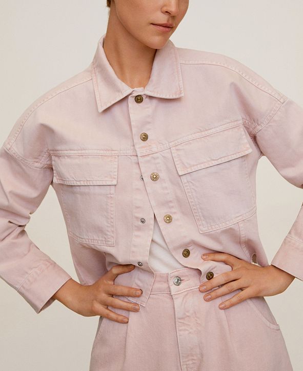 MANGO Women's Pink Denim Jacket & Reviews - Women - Macy's