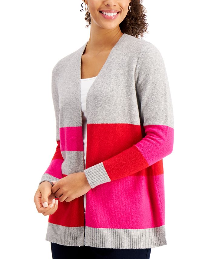 Charter Club Colorblocked Knit Cardigan, Created for Macy's - Macy's