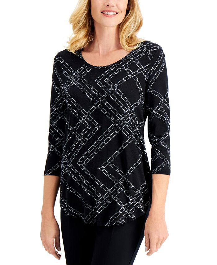 JM Collection Chain-Print Top, Created for Macy's - Macy's