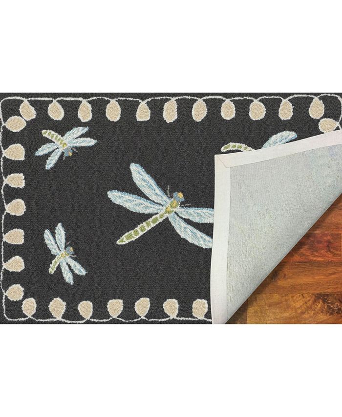 Liora Manne' Frontporch Dragonfly Black and Gray 2' x 3' Outdoor Area ...