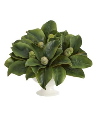 Nearly Natural Magnolia Artificial Bud Plant in Pedestal - Macy's