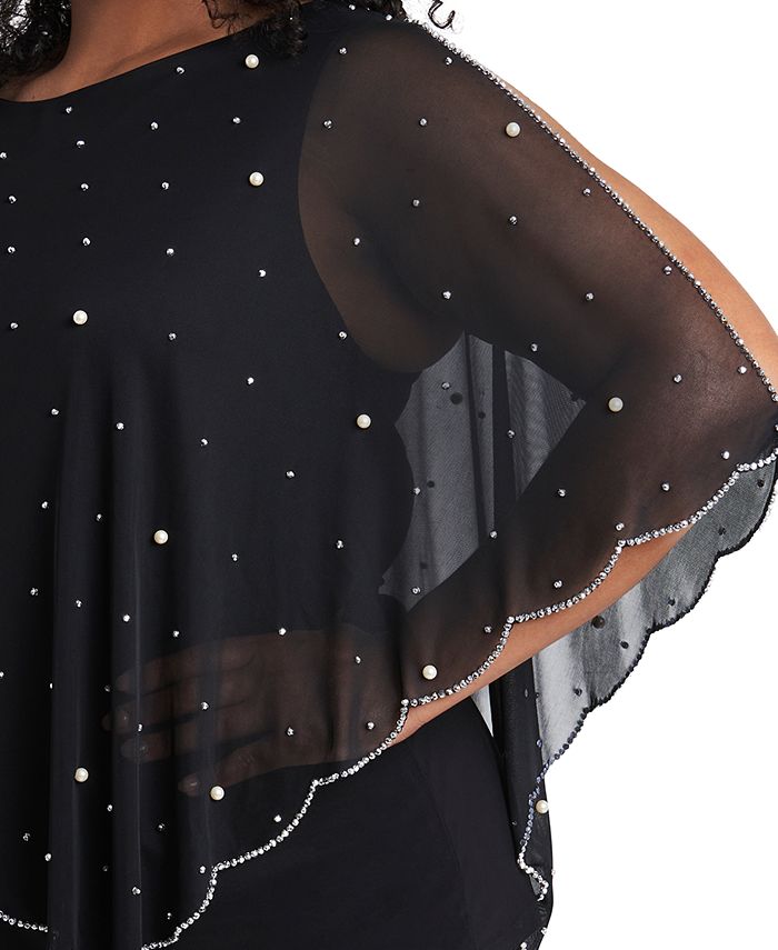 MSK Plus Size Beaded Overlay Top - Macy's