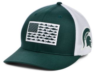 Columbia Michigan State Spartans PFG Fish Flag Stretch-fitted Cap - Macy's