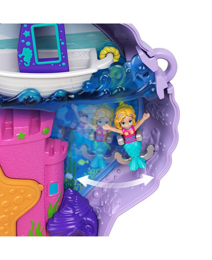 Polly Pocket Travel Toys, Purse Playset and 2 Dolls, Seashell Mermaid ...