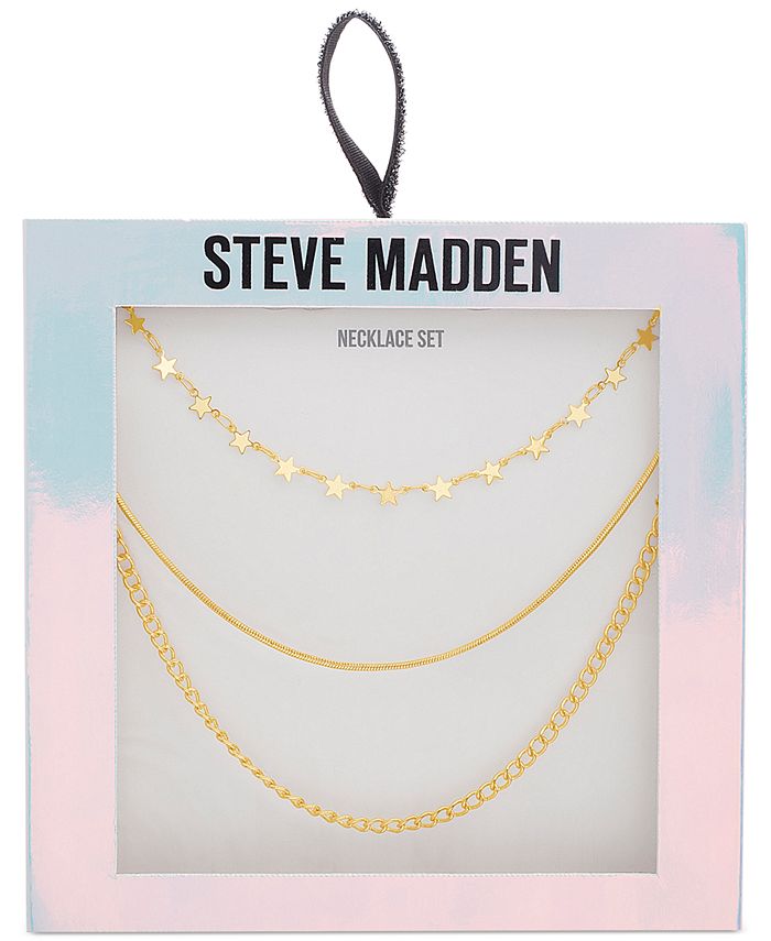 Steve Madden Gold-Tone Star, Snake & Curb Chain Layered Necklace, 16 ...