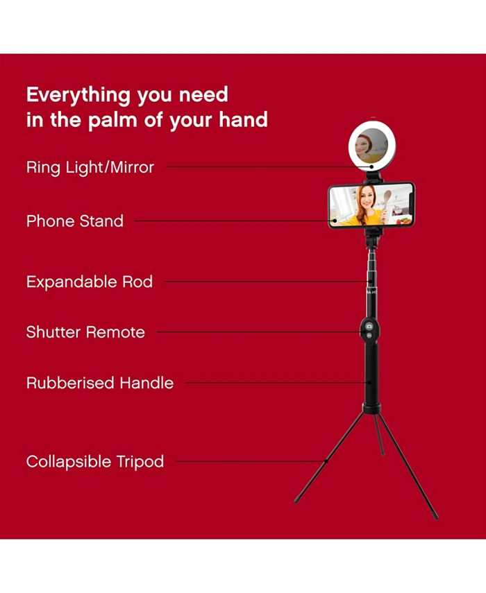 Tzumi ON AIR Halo Stick 5" Ring Light with Extendable (4’) Tripod, 3 ...
