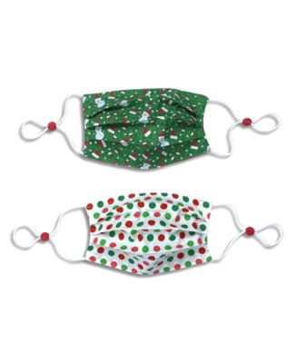Calabrum Kids Cotton Reversible Santa Hat Pleated Face Mask, 2 Pack ...