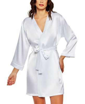 iCollection Women's Marina Lux 3/4 Sleeve Satin Lingerie Robe - Macy's