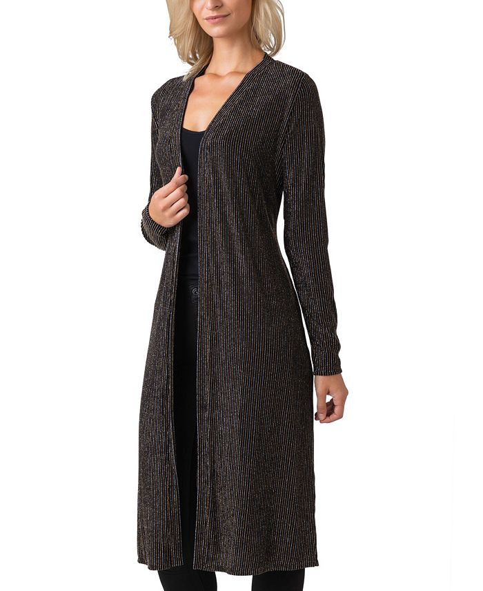 Belldini Black Label Women's Plus Size Metallic Stripe Long Sleeve ...