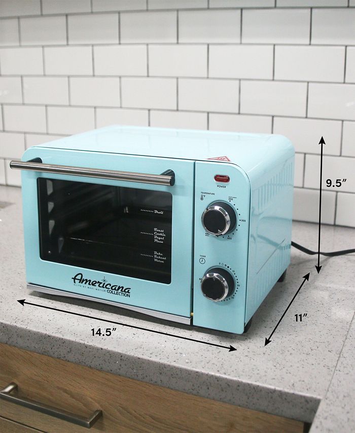 Elite Gourmet 4 Slice Diner Retro Countertop Toaster Oven Bake Broil Toast 9 Pizza