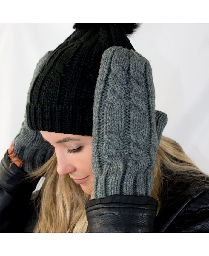 Isotoner Signature Women's Lined Chunky Cable Knit Mittens Gloves - Macy's
