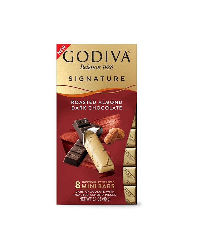 Godiva Set of 12, Signature Roasted Almond Dark Chocolate Mini Bars ...