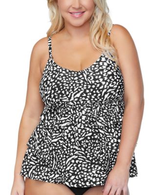 Island Escape Plus Size Tiered Underwire Tankini Top, Created for Macys ...