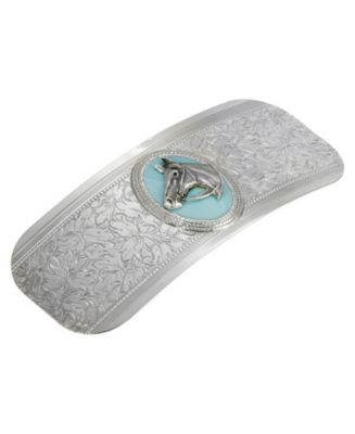 Women's Silver-Tone Turquoise Enamel Horse Head Barrette - Macy's