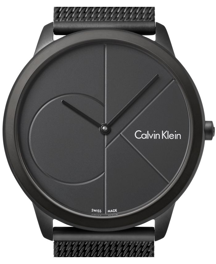 Calvin Klein Unisex Minimal Black PVD Stainless Steel Mesh Bracelet ...
